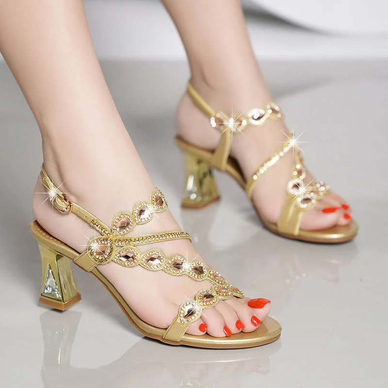 Women-s-Summer-Rhinestone-High-end-Thick-heeled-Sandals-Comfortable ...