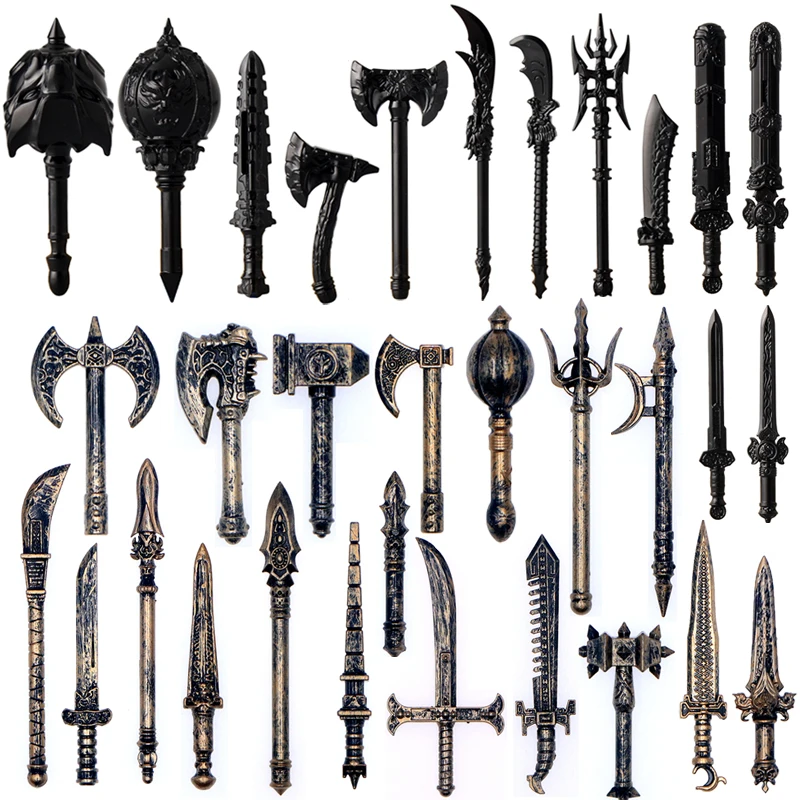 MOC Medieval Waffen Accessories Building Blocks Solider Knights Figures ...
