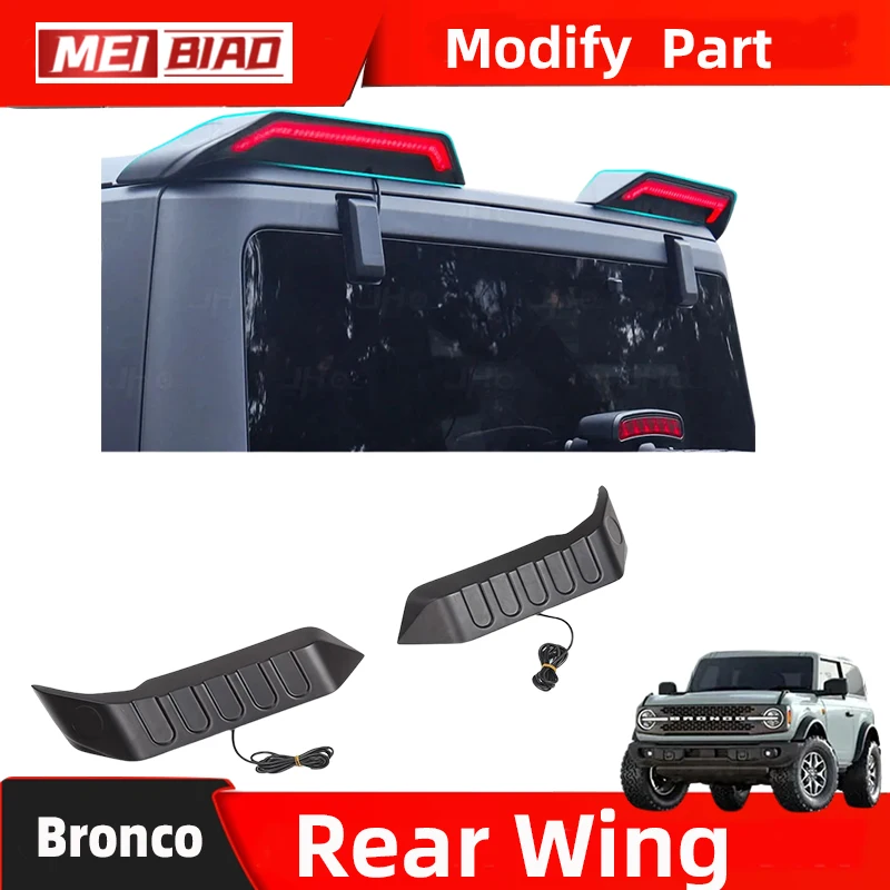 Para ford bronco luz superior traseira spoiler asa traseira com luz led ...