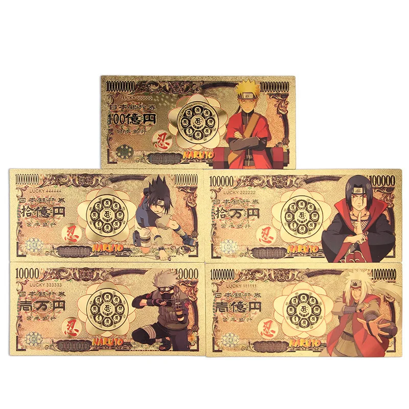 Anime Uzumaki Naruto Letters Metal Cards Gold Foil Commemorative Gold ...