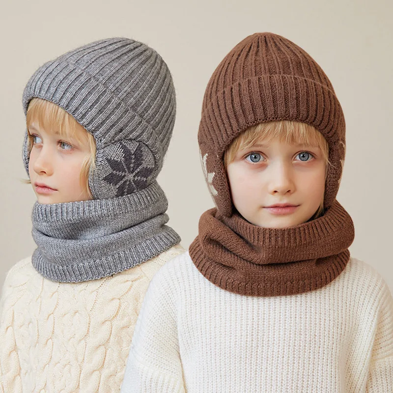 2Pcs-Knitted-Children-Winter-Hat-Scarf-Fleece-Lining-Ears-Protection ...