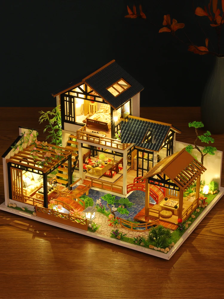 Model-Building-Kit-Handmade-3D-Puzzle-Toy-Assembly-House-Villa-DIY-Doll ...
