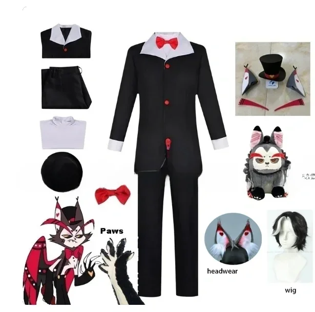 Cos-Husk-Hazbin-Cosplay-Costume-Uniform-Hotal-Top-Pants-Sweater-Hat ...