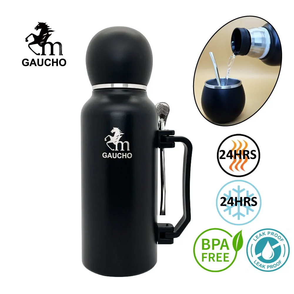1 PC/Lot Yerba Mate Thermos 1.3 L Leak Proof With Lid Cup And Hole ...