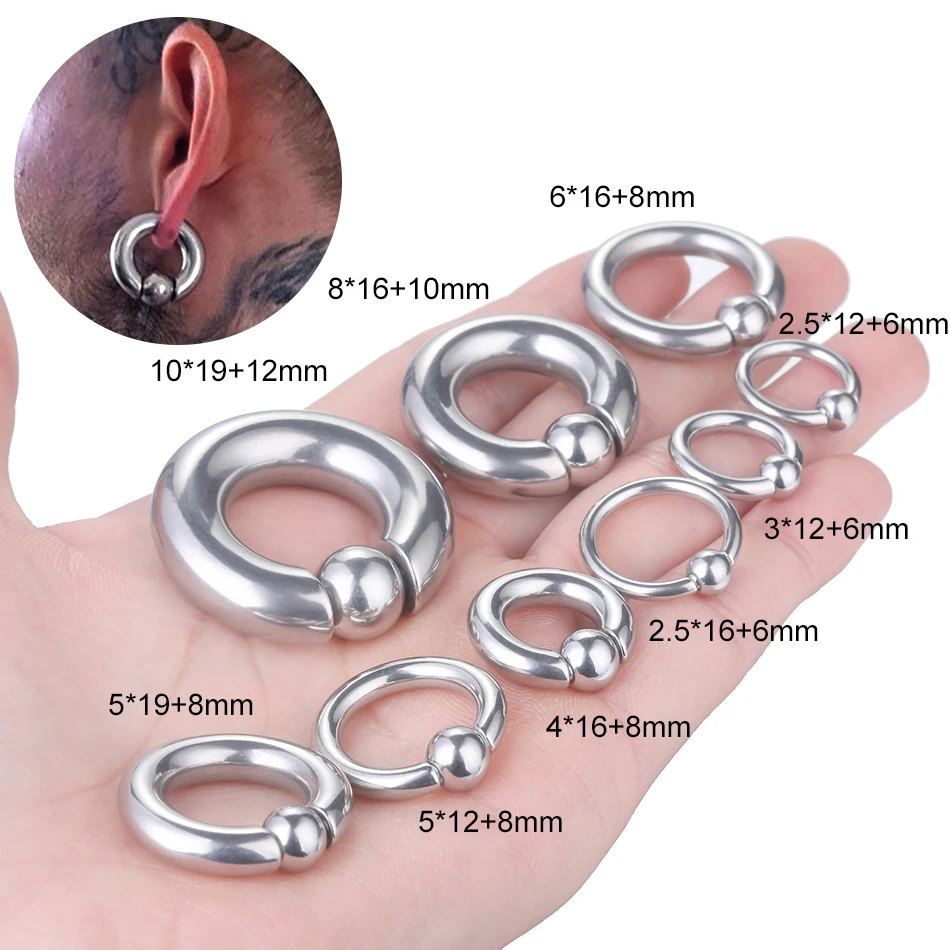 Stainelss-Steel-Large-Captive-Bead-Rings-PIERC-Nose-Hoop-Weights-for ...