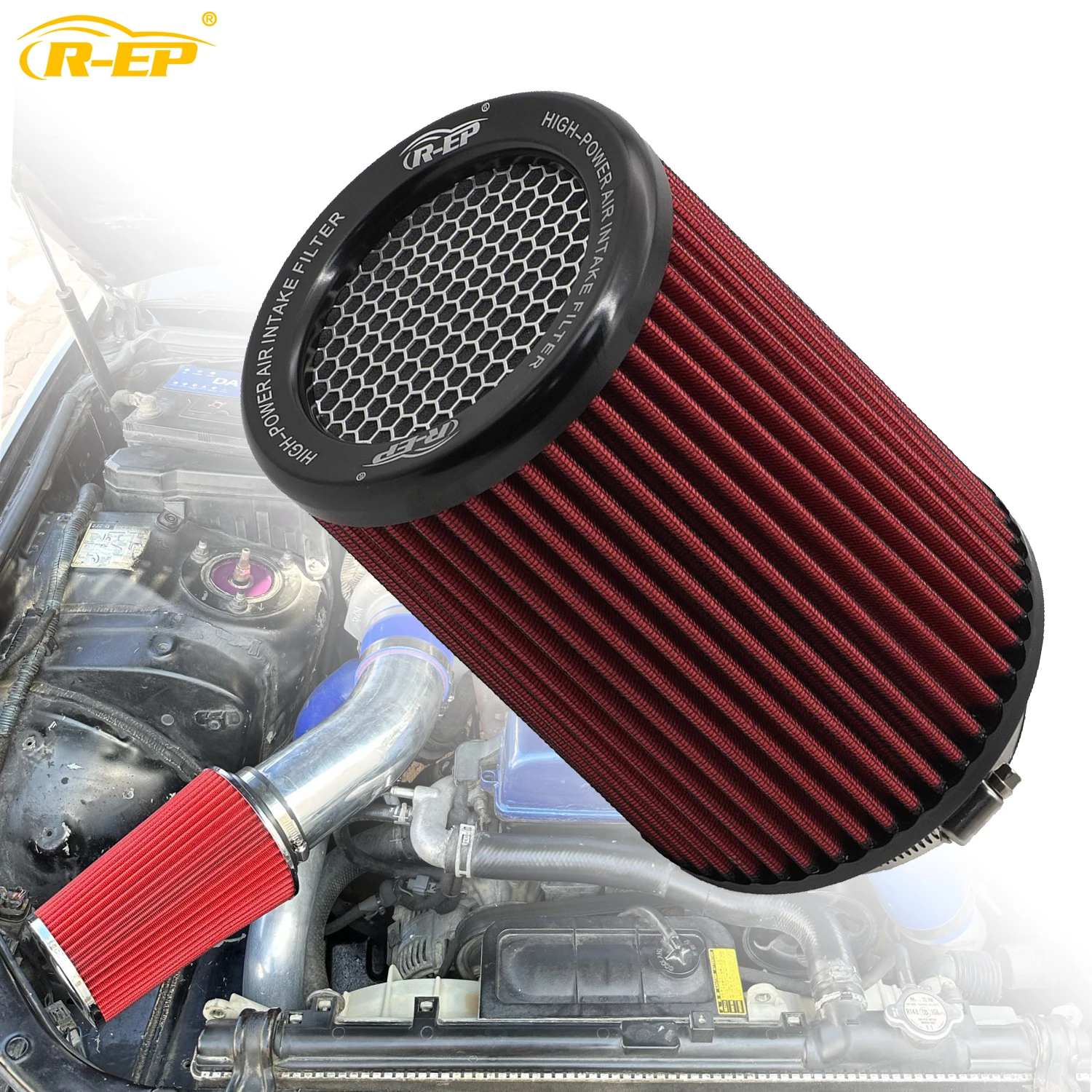 Car 76MM 89MM Performance High Flow Air Filter Universal Cold Cone Air ...