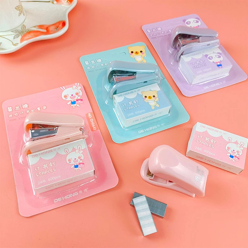 Cute-Mini-Stapler-Morandi-Portable-Staplers-400-Pcs-Standard-24-6 ...
