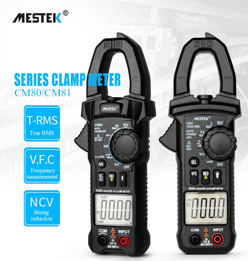 Mestek Digital Clamp Meter AC/DC Voltage 6000A True RMS Current Test ...