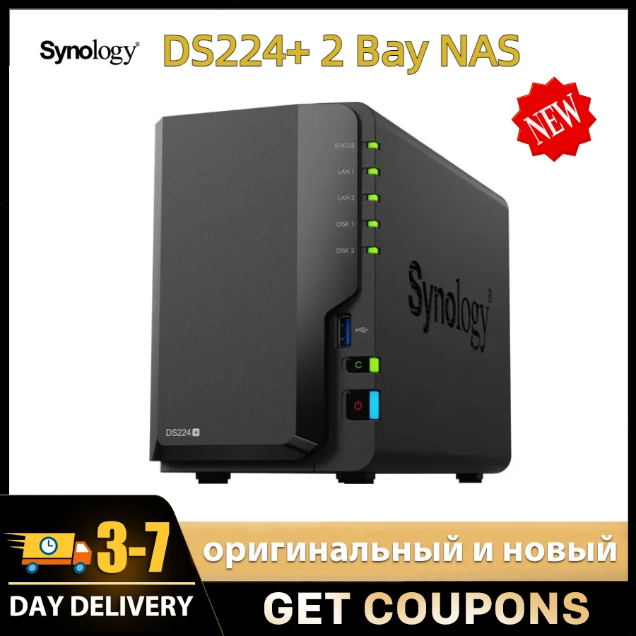 Synology-DiskStation-DS224-2-Bay-NAS-2GB-DDR4-RAM-Enclosure-Synology ...