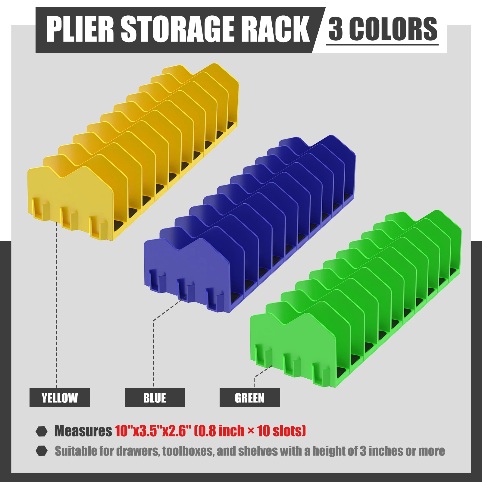 10 Slots Plier Organizer Rack Plastic Pliers Cutters Organizer Rack ...
