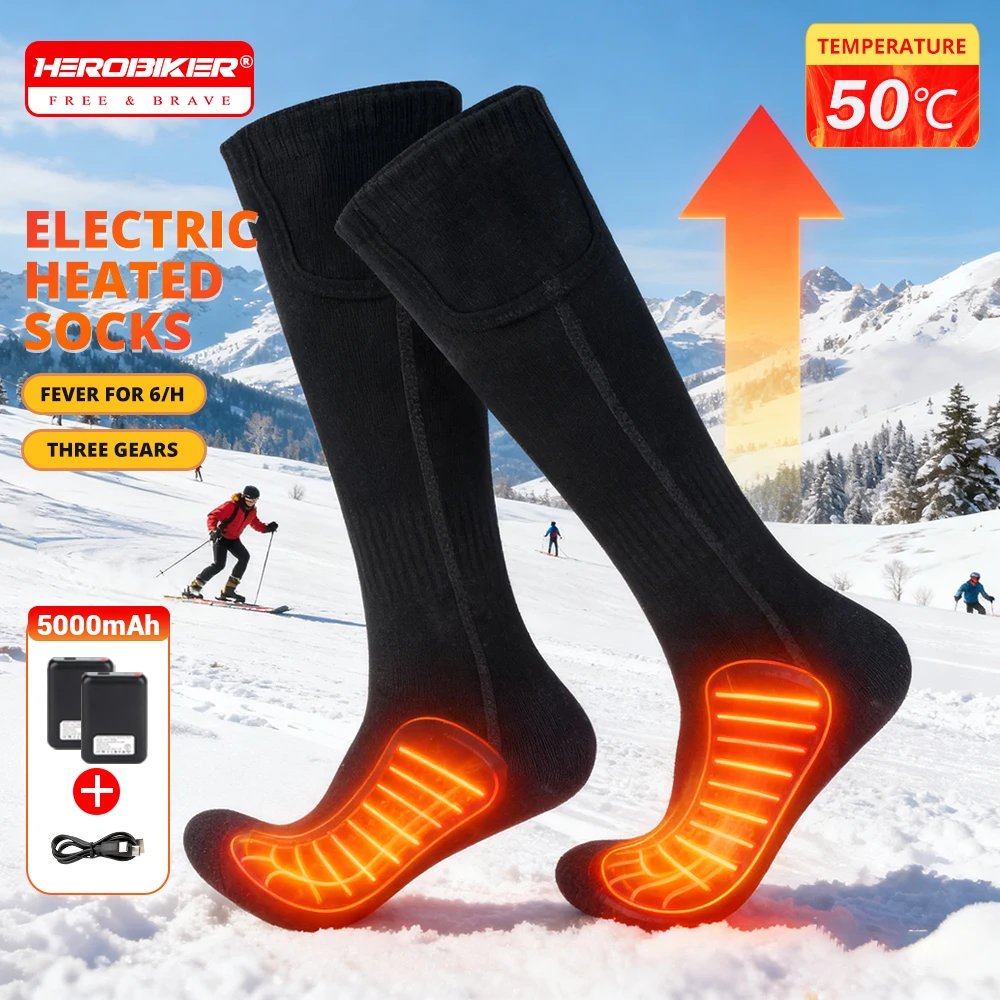 HEROBIKER calcetines calefactores eléctricos de invierno calcetines ...