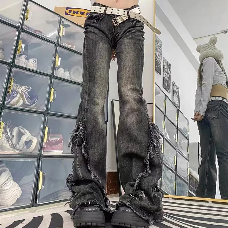 American-Y2K-Street-Flare-Women-Jeans-New-Retro-High-Waist-Patchwork ...