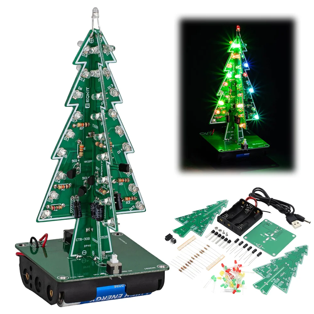 DIY-3D-Christmas-Tree-Battery-USB-Powered-Flashing-Light-Electronic ...