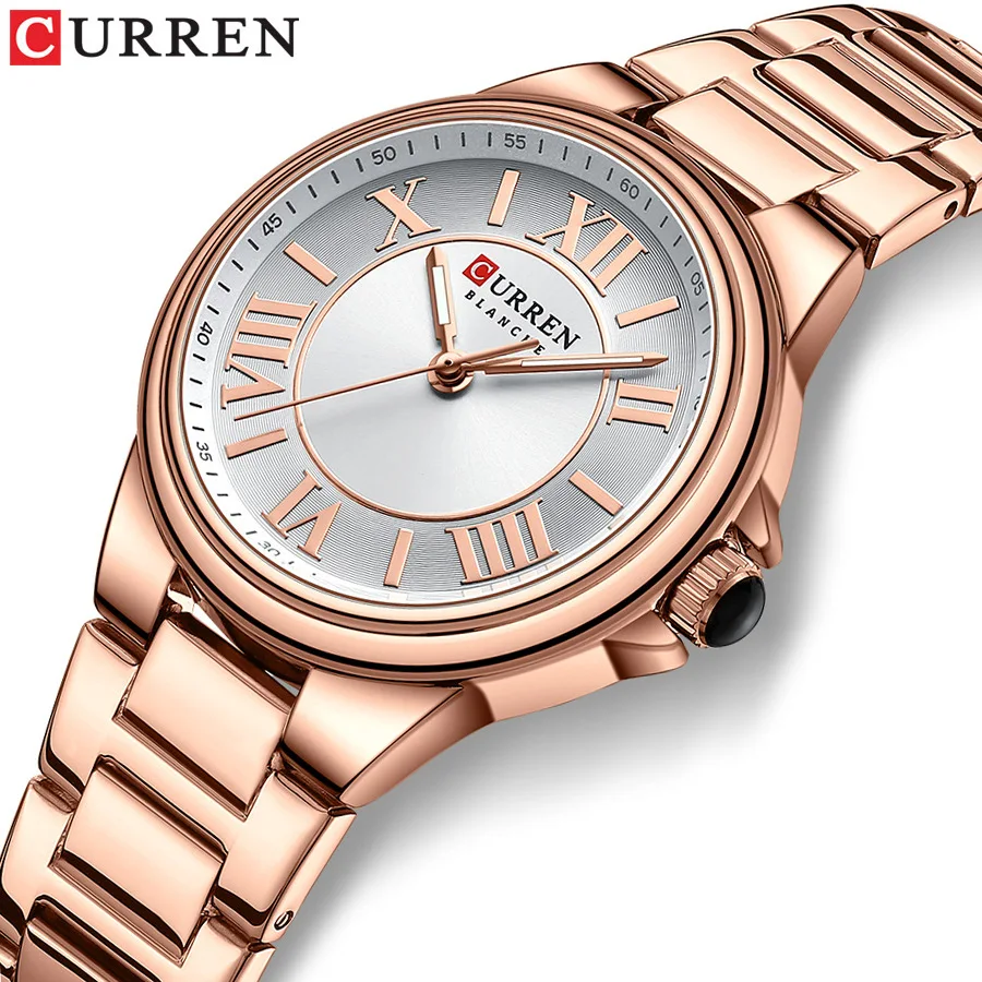 CURREN-reloj-de-cuarzo-para-mujer-cron-grafo-de-pulsera-con-correa-de ...