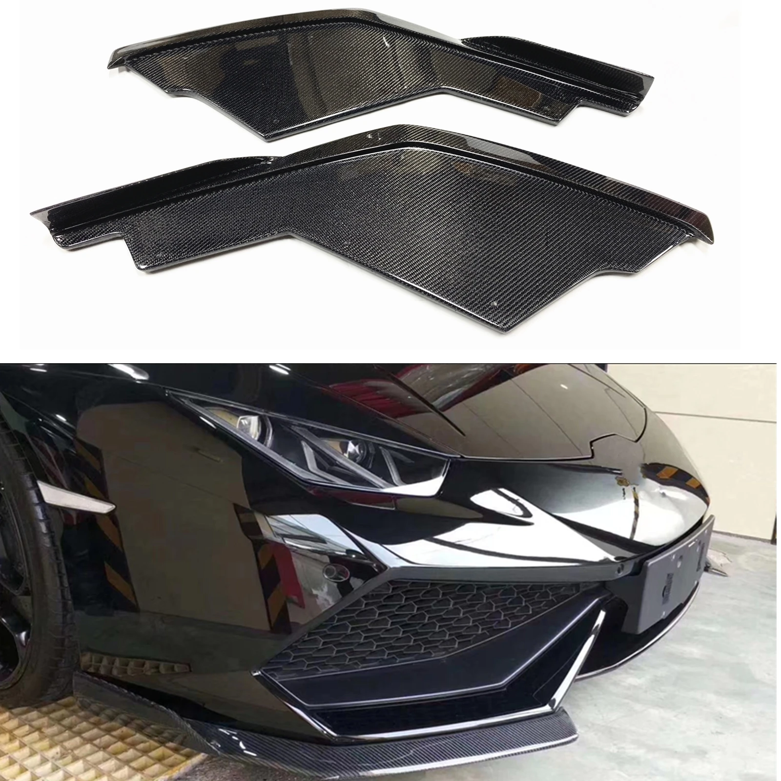 Carbon-Fiber-Car-Front-Bumper-Side-Trim-Lower-Spoiler-Plate-Corner-For ...
