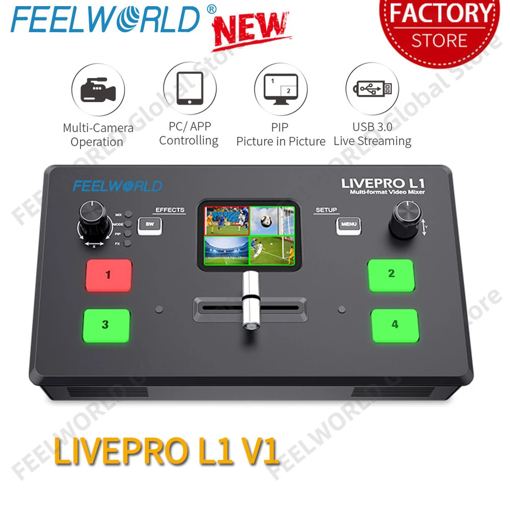 Feelworld livepro l1 v1 streaming ao vivo switcher de vídeo 4xhdmi ...