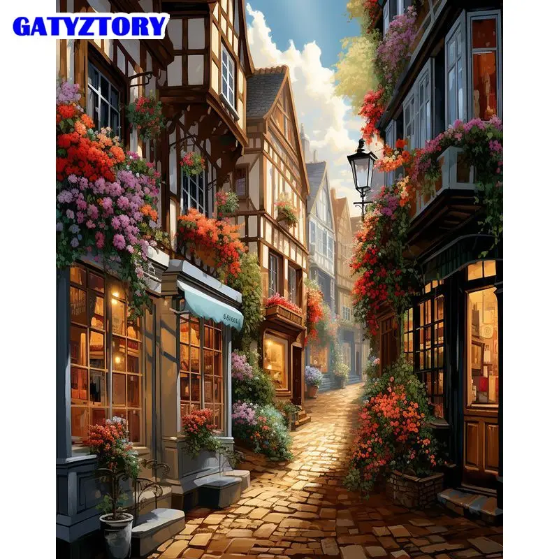 GATYZTORY-Coloring-By-Numbers-Town-Scenery-40x50cm-Frame-Painting-By ...
