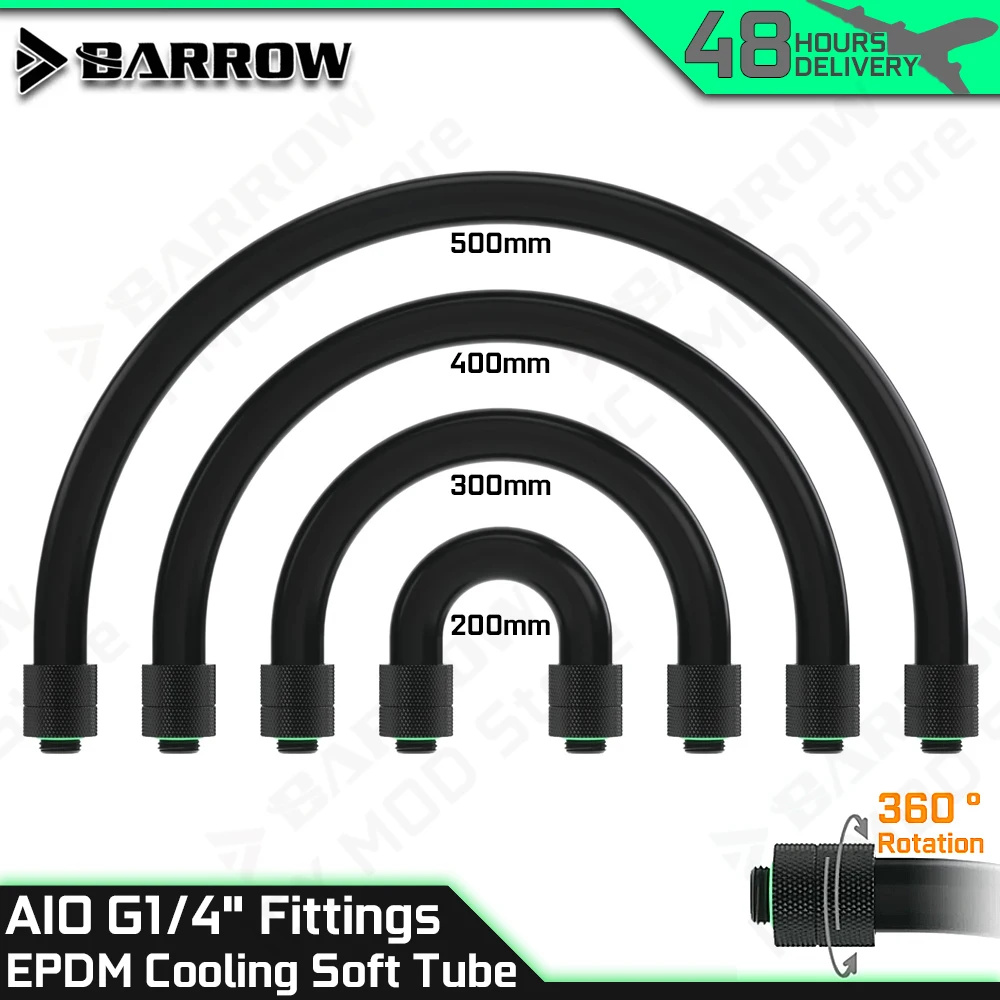 Barrow AIO EPDM Soft Tube G1/4 "fittings 200/300/400/500mm Corrosion ...