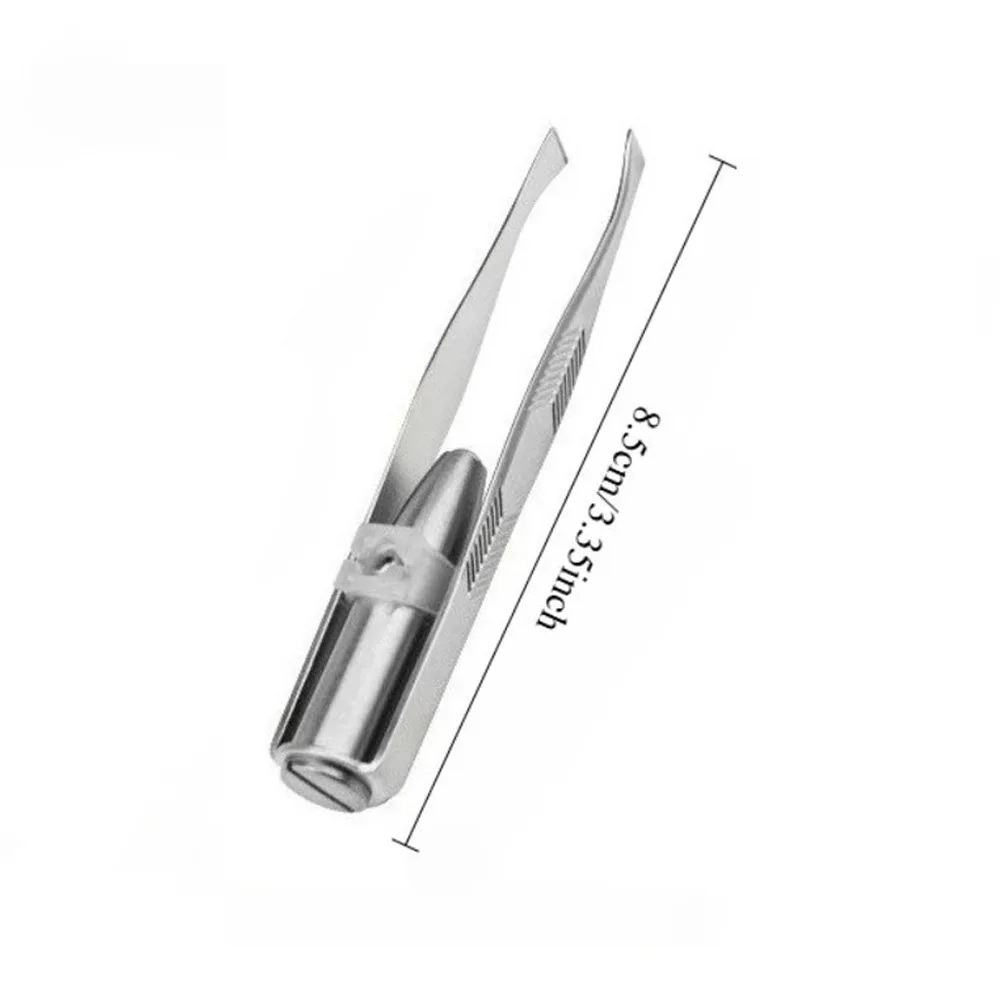 Stainless Steel LED Eyebrow Tweezers Angle Mouth Oblique Tip Eyebrow ...