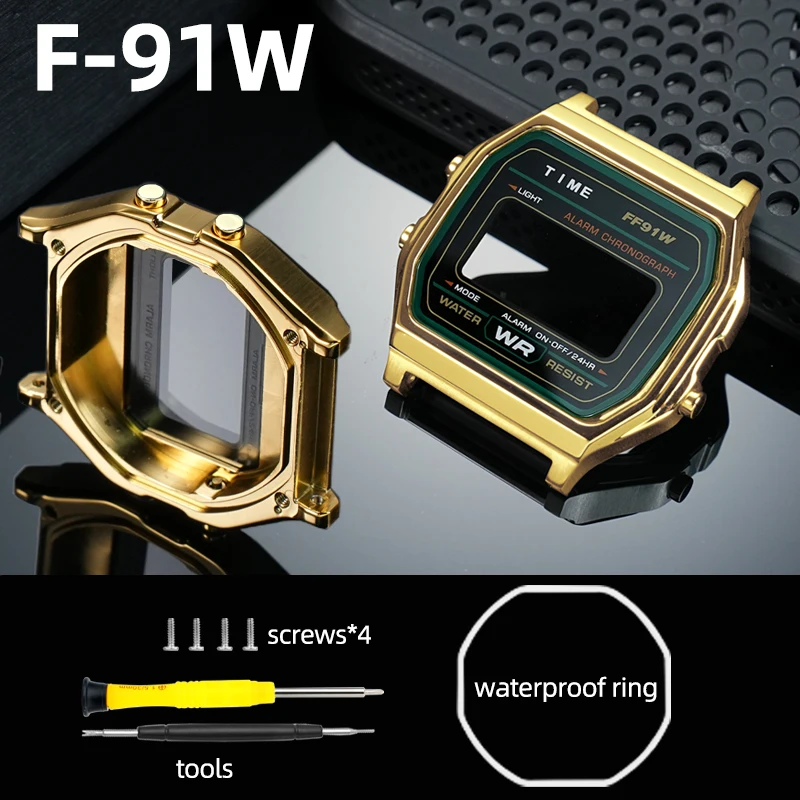 F91W upgrade Stainless Steel Case Mod Kit for Casio A158W A159W F-91W ...