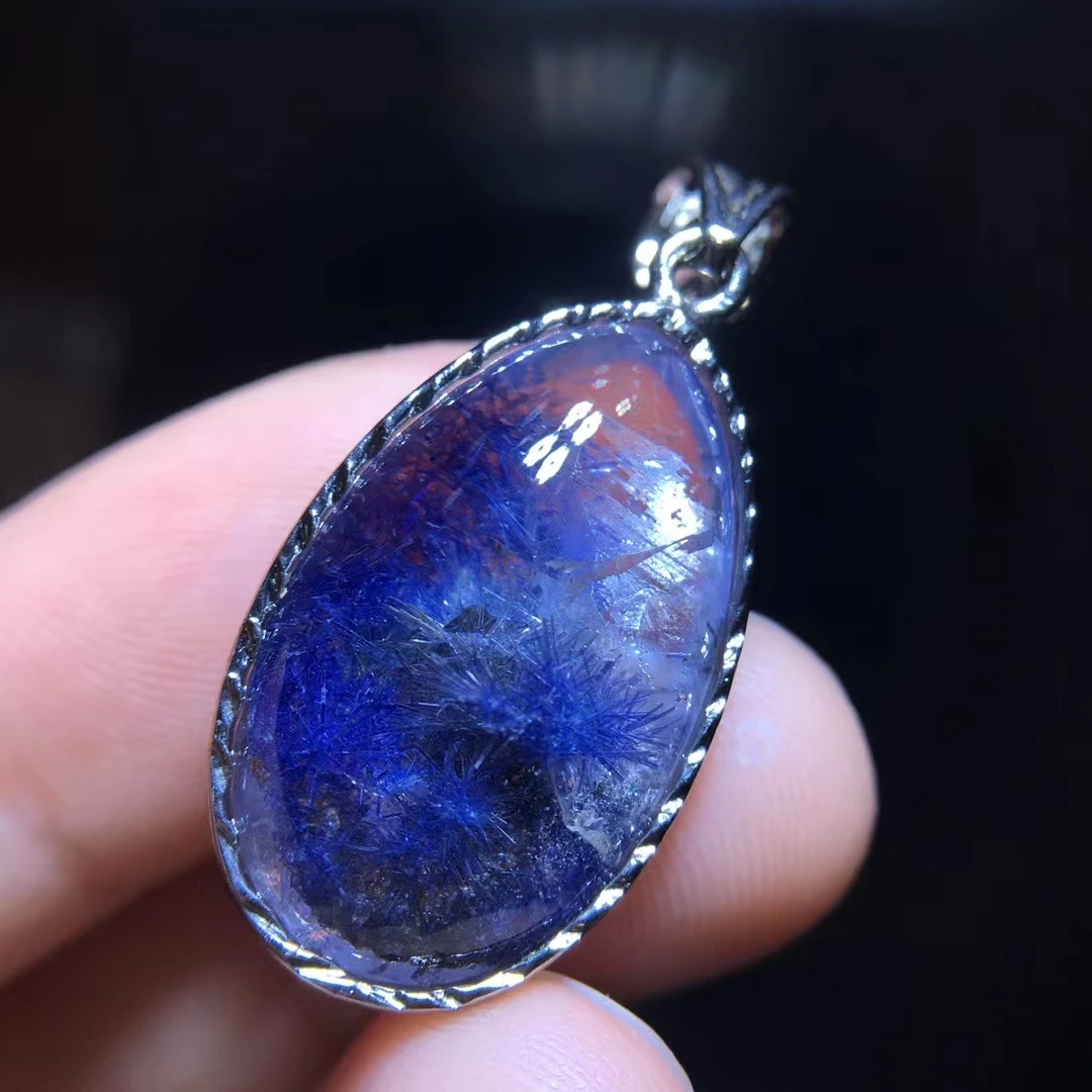 Natural-Blue-Rutilated-Dumortierite-Quartz-Pendant-23-14-3mm-Crystal ...