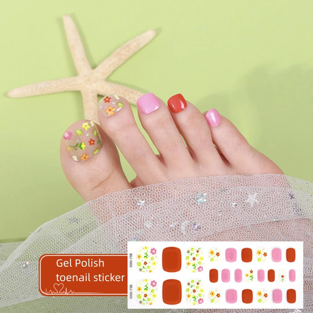 Flower-Pink-Fashion-UV-Gel-Toenails-Sticker-Art-Full-Cover-Adhesive ...
