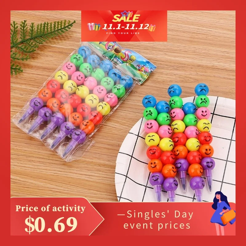 5*7 Color Crayons Cartoon Smiley Face Expression Candy Gourd Pen ...