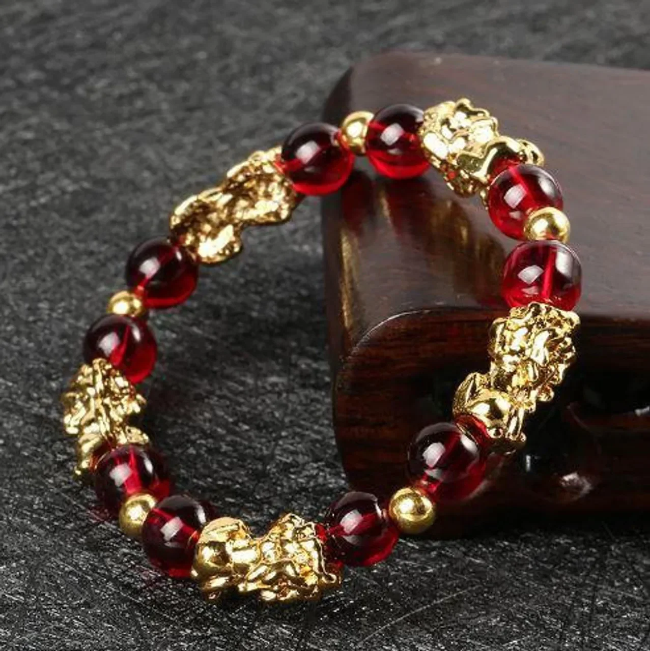 Customizable Lucky Wealth Pixiu Red Garnet DIY Accessories Textile ...