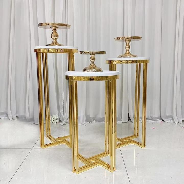 3Pcs Set Round Gold Metal Dessert Display Wedding Cake Rack Table ...