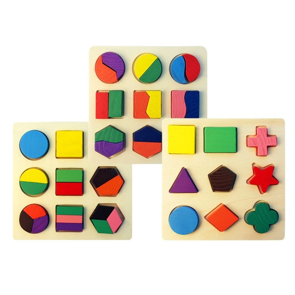 Formas-geom-tricas-de-madeira-Montessori-Puzzle-classificando-tijolos ...
