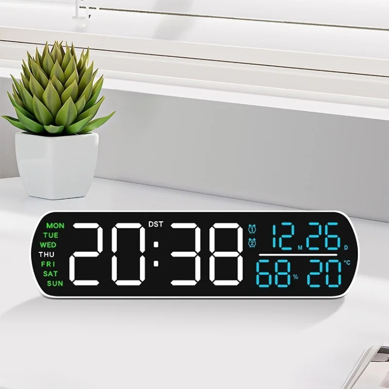 LED Alarm Clock TEMP Humidity Date Week Display Dual Alarm Timer ...
