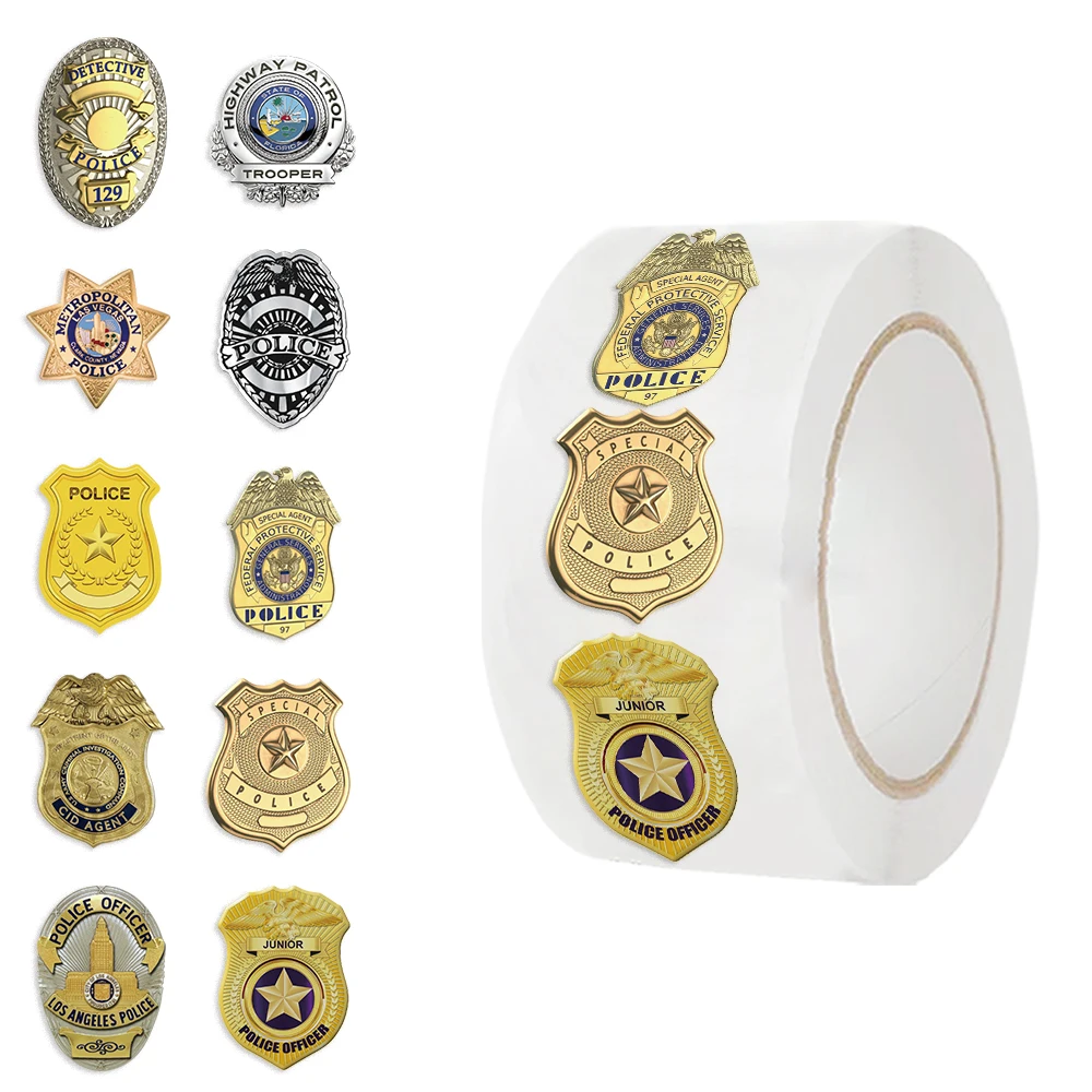 500Pcs-Police-Badge-Sticker-Roll-For-Kids-Reward-Encourage-Sticker-For ...