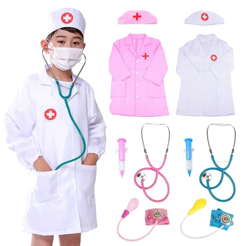 Kids-Doctor-Nurse-Cosplay-Coat-Girls-Boys-Doctor-Role-Play-Soft-White ...