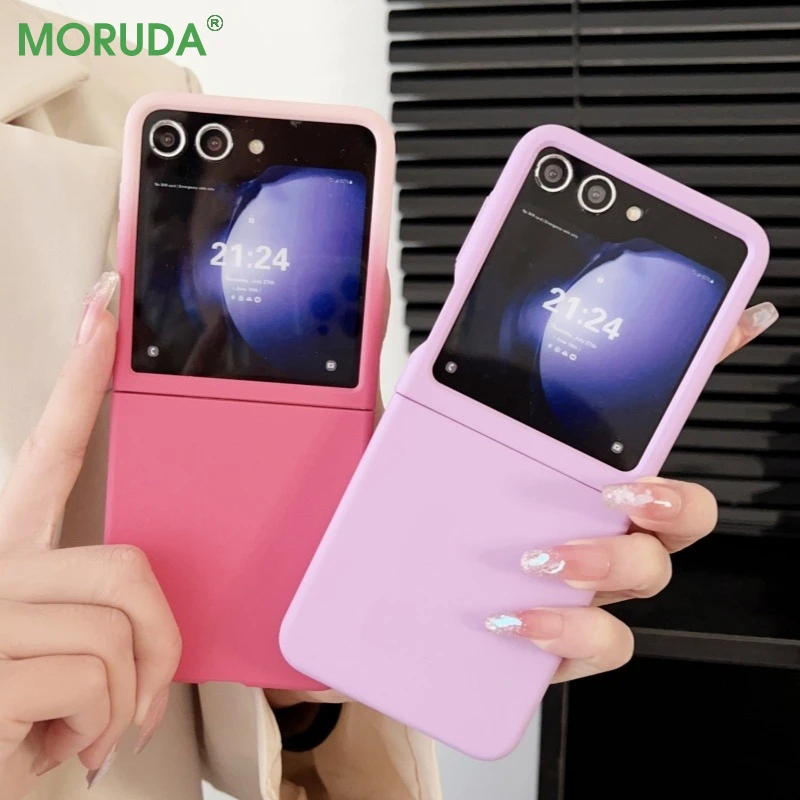 Z Flip7 Color sólido textura de piel mate funda de teléfono para ...