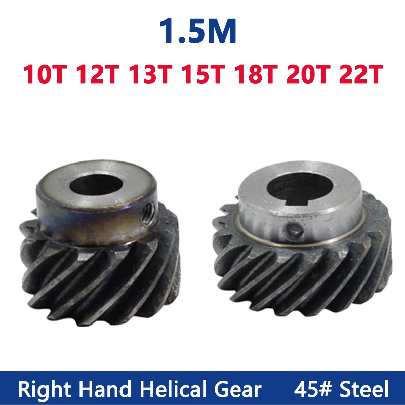1pc-1-5M-10T-22T-45-Degree-Right-Hand-Helical-Gear-45-Steel-Staggered ...