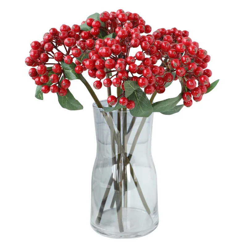 1-Bunch-Mini-Artificial-Berries-Flower-Christmas-Fruit-Fake-Berry-And ...
