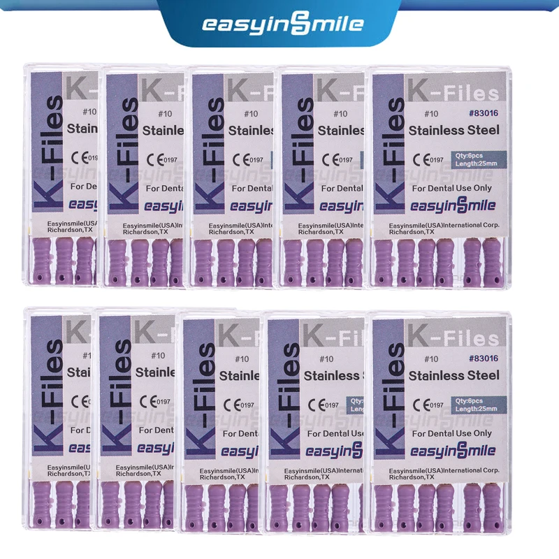 10Packs-EASYINSMILE-Endo-K-Files-10-Dental-Stainless-Steel-Root-Canal ...