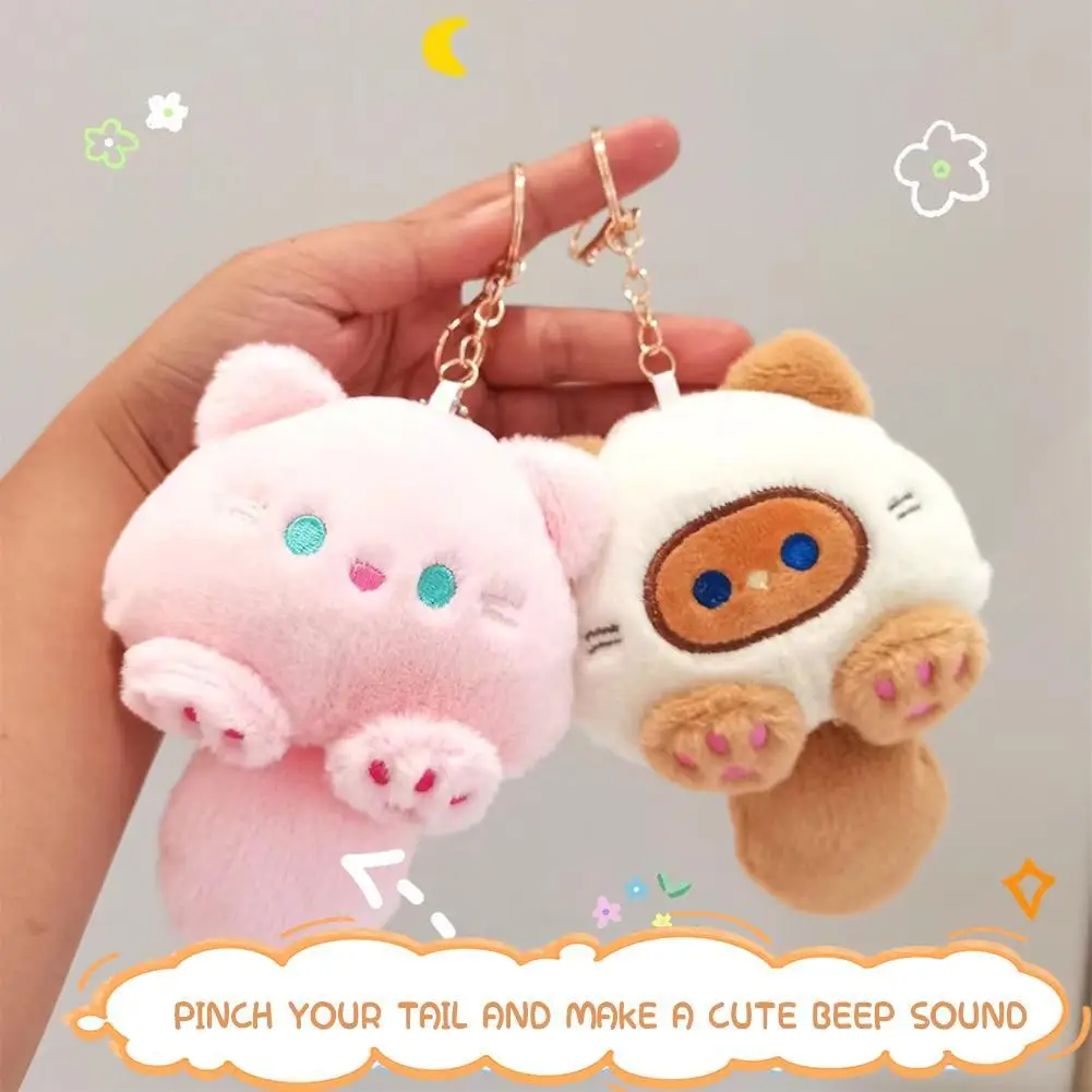 Kawaii-Cute-Cat-Keychain-With-Sound-Cartoon-Stuffed-Animal-Plush-Doll ...