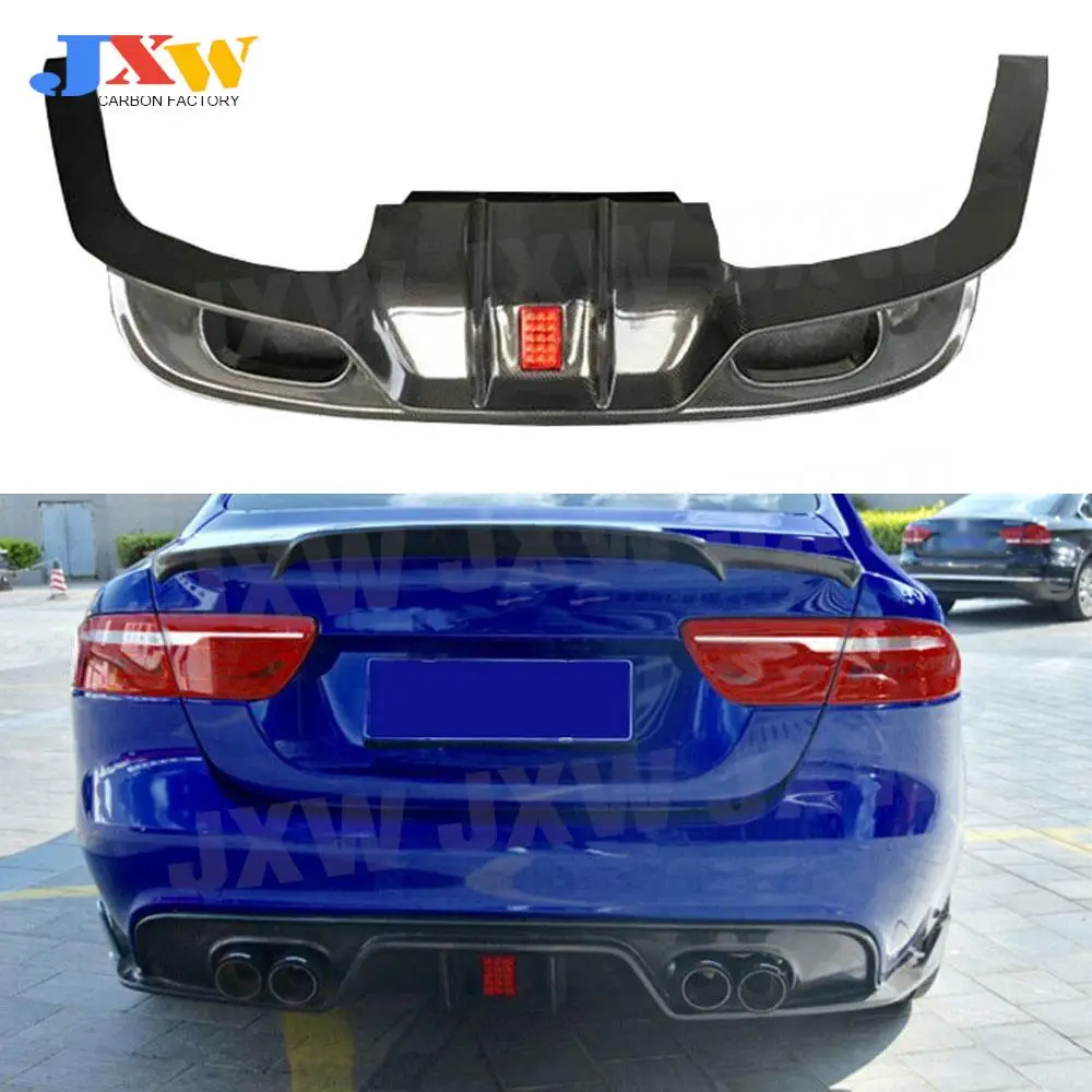 Carbon-Fiber-Rear-Lip-Spoiler-Diffuser-With-LED-Light-Fits-For-Jaguar ...