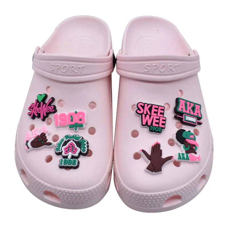 1Pcs pink PVC Shoe Crocs Buckle Accessories DIY Cartoon Animals Shoes ...