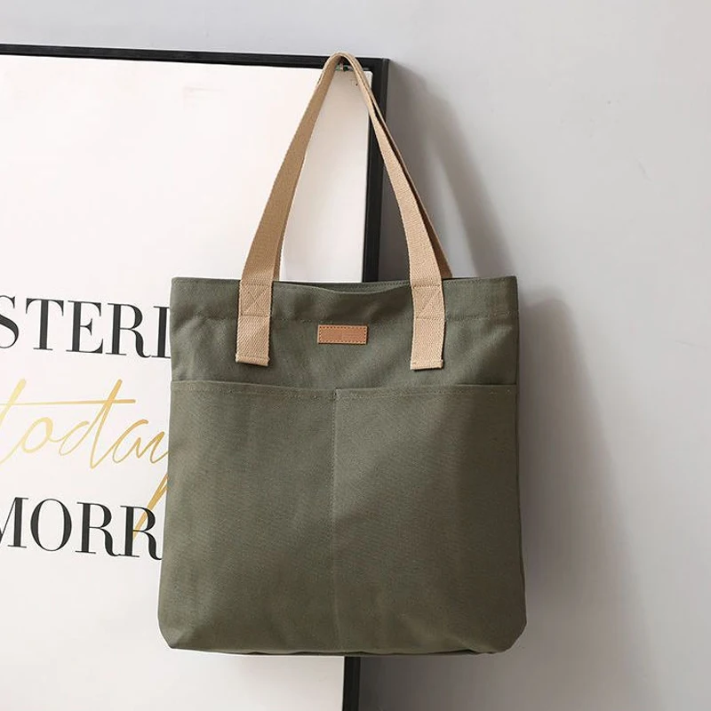 Women-Canvas-Tote-Bag-Solid-Color-Designer-Ladies-Casual-Handbag ...