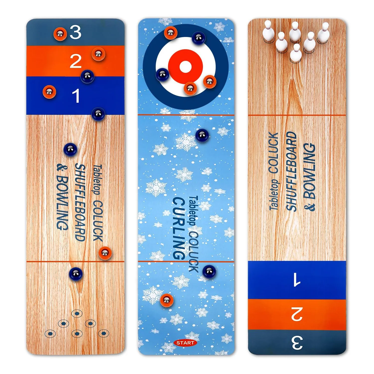 Curling-3-in-1-Board-Game-Tabletop-Shuffleboard-Bowling-Curling-Board ...