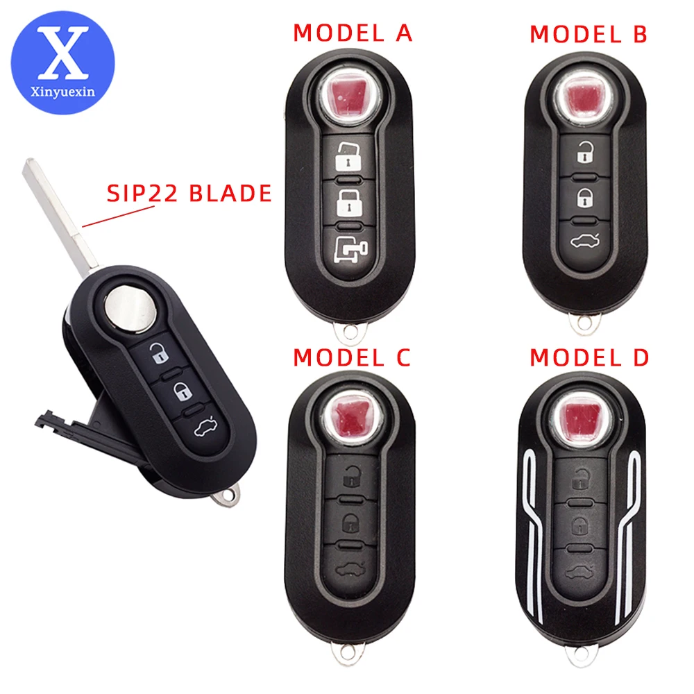 Xinyuexin Flip Folding Car Key Shell For Fiat 500 Panda Punto Bravo ...