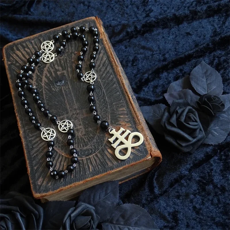 CUSTOMIZED Black Rosary with a Stainless Steel Leviathan Cross and an ...