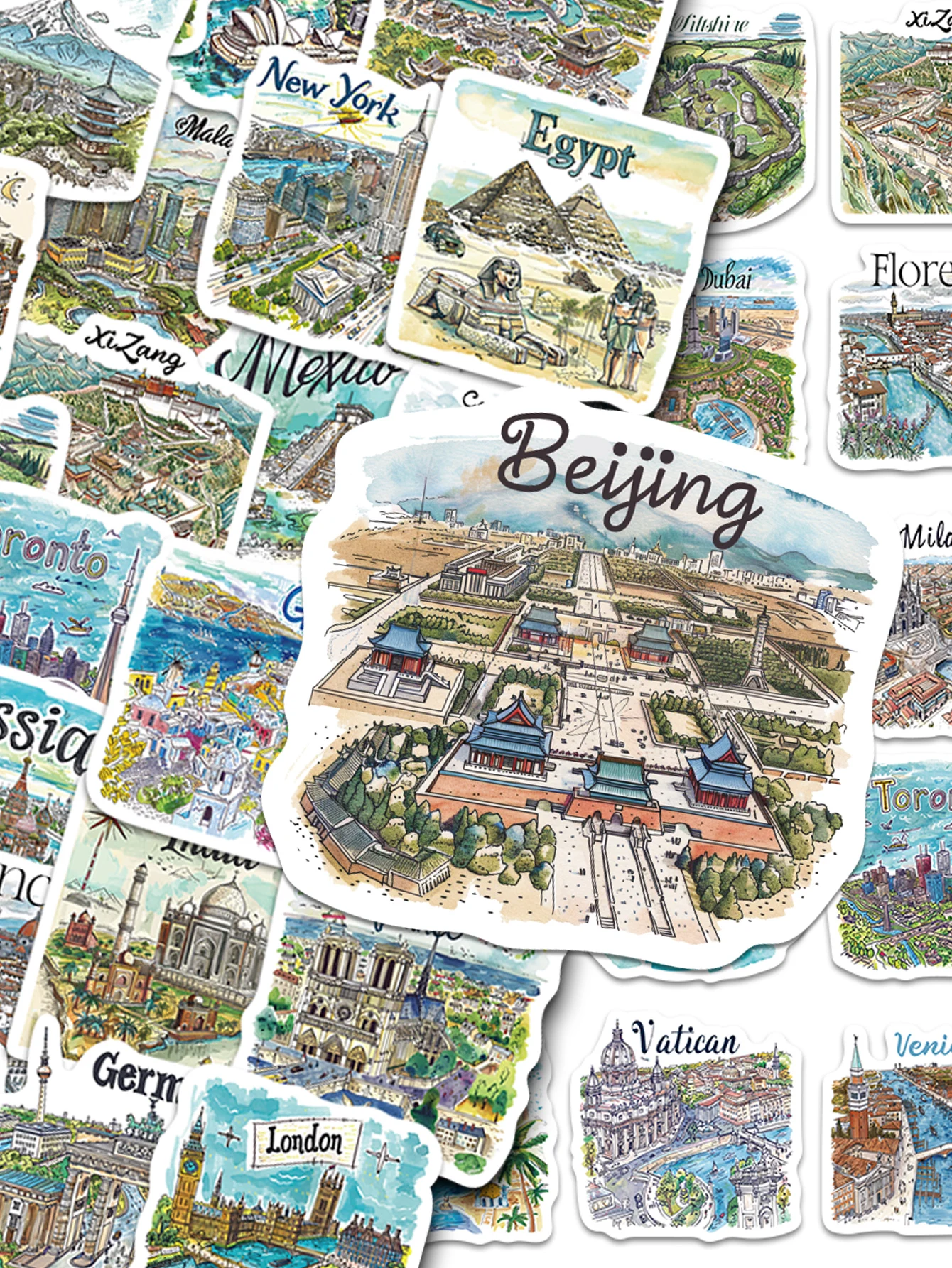 50pcs-Global-Travel-City-logo-sticker-World-map-decorative-notebook ...