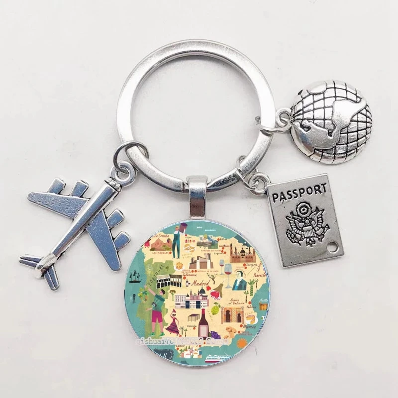New Style 25mm Handmade Spanish Cartoon Map Fashion Keychain, Jewelry ...