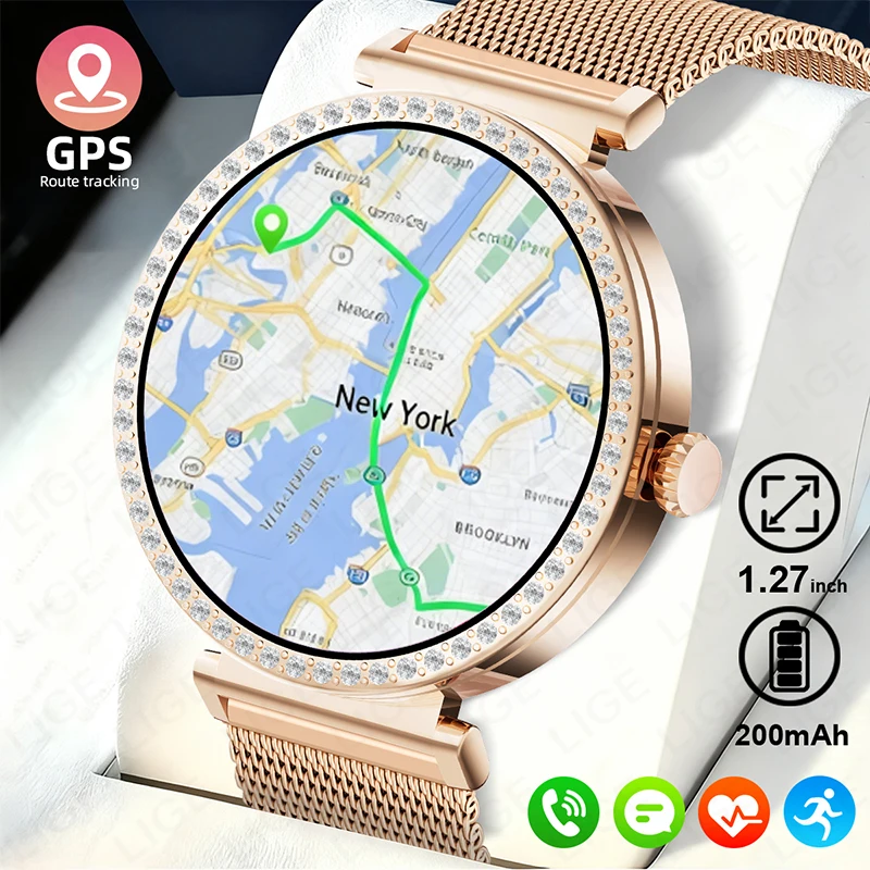 New Luxury Diamond Smart Watch Women Bluetooth Call Smartwatch Heart ...