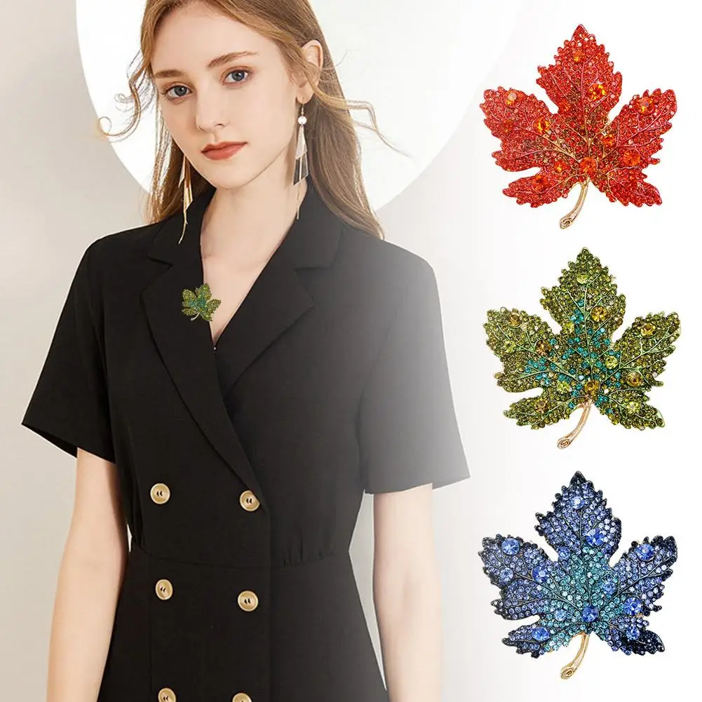 Colorful-Crystal-Rhinestone-Maple-Leaf-Brooches-For-Women-Men-Blue-Red ...