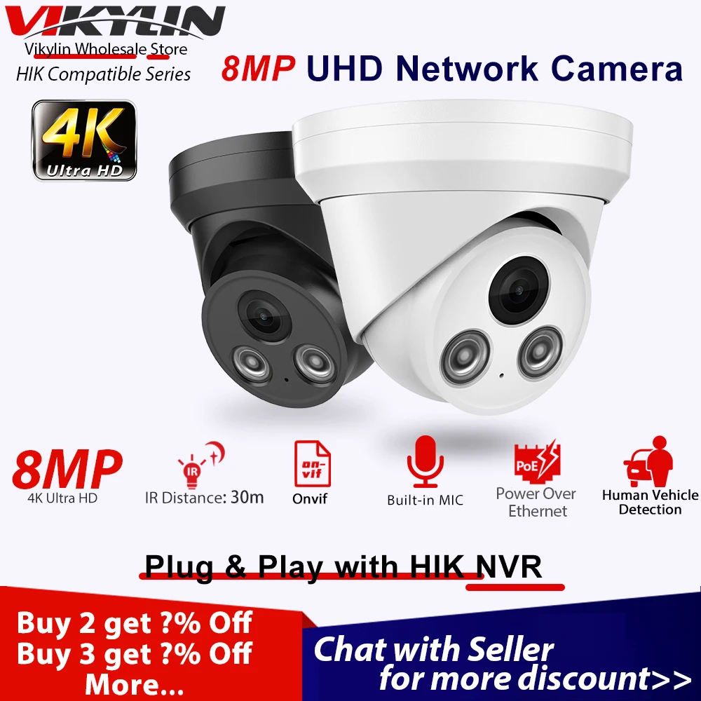 Vikylin-8MP-4K-Security-PoE-ColorVu-Camera-for-Hikvision-Compatible-Full-Color-Night-Vision ...