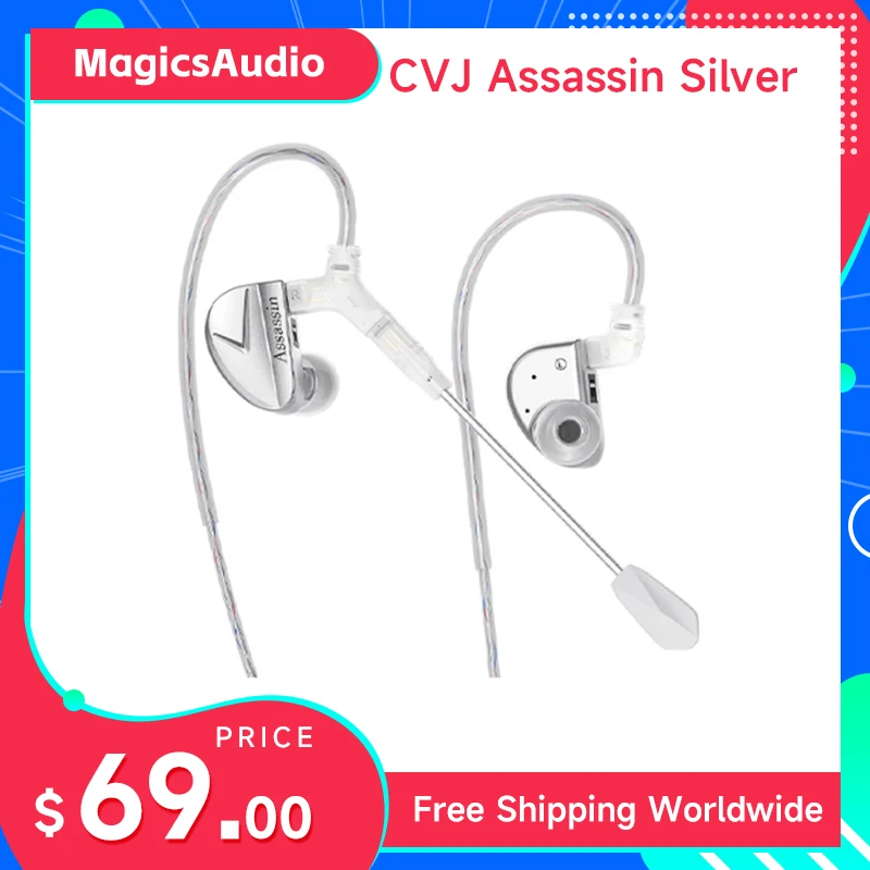 CVJ-Assassin-Silver-in-Ear-Earphones-1BA-1DD-1Vibrate-Game-Mode-HIFI ...